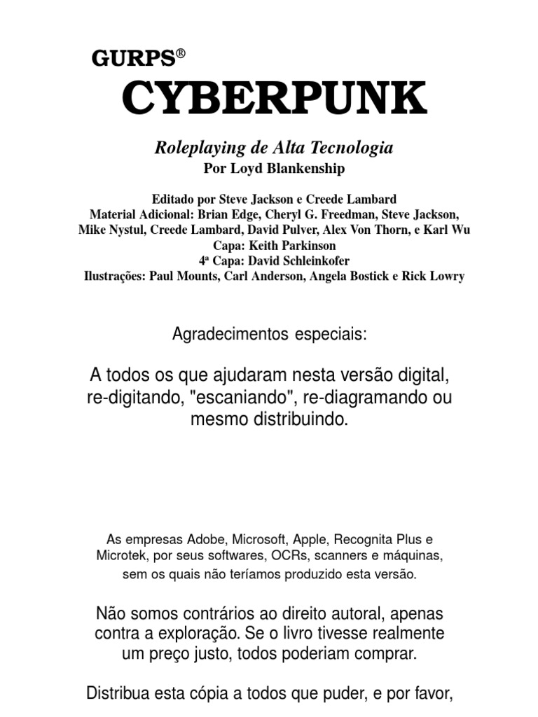Gurps 3e Cyberpunk Biblioteca Elfica | PDF