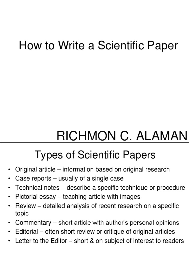 How To Write A Scientific Paper: Richmon C. Alaman | PDF | Cognition ...