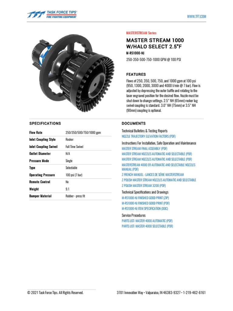 Master Stream 1000 Master Stream 1000 W/Halo Select 2.5"F W/Halo Select ...