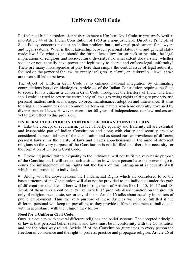 Uniform Civil Code | PDF | Supreme Court Of India | Crime & Violence