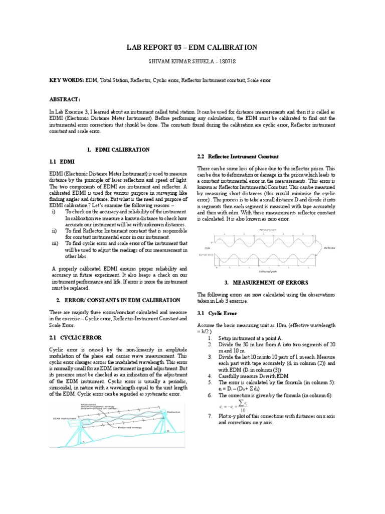 Lab Report 03 - Edm Calibration | PDF | Calibration | Wavelength