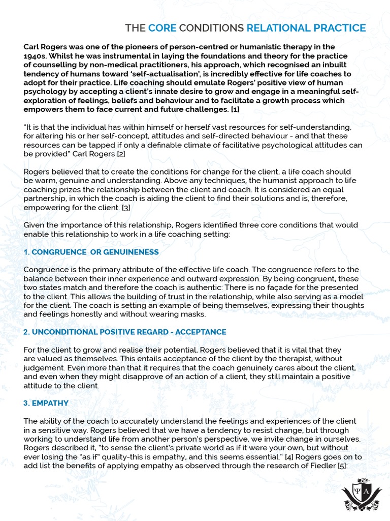 THE Conditions: Core Relational Practice | PDF | Psychotherapy ...