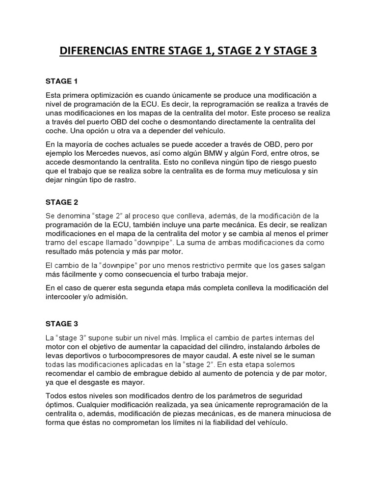 Diferencias Entre Stage 1, Stage 2 y Stage 3 | PDF
