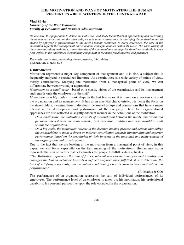 The Motivation and Ways of Motivating The Human Resources - Best ...