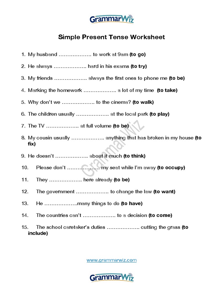 Simple Present Tense Worksheet | PDF