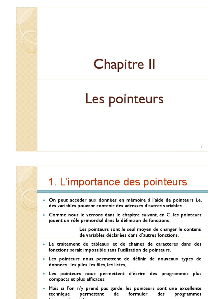 Chapitre 2 | PDF | Pointeur (programmation) | Variable (informatique)
