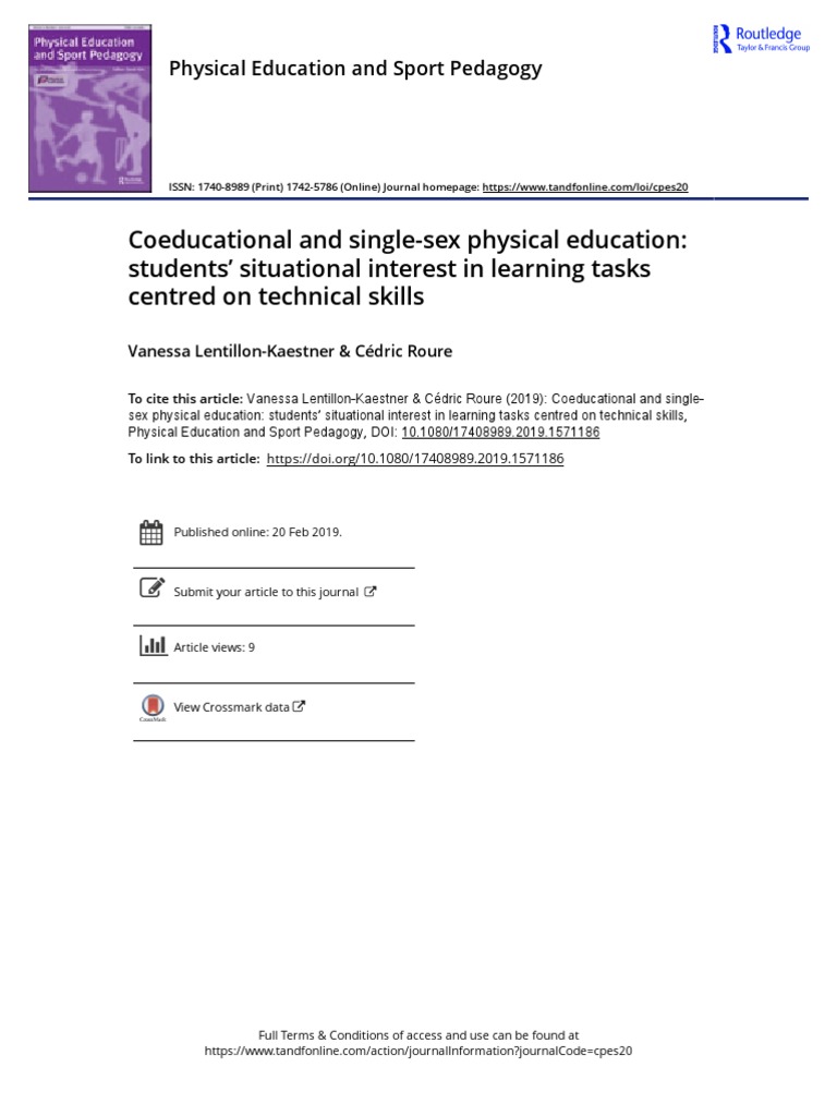 Coeducational And Single Sex Physical Education Pdf Teachers Learning 1603