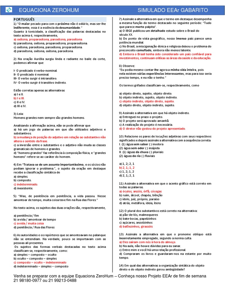 Simulado Eear Gabarito | PDF | Temperatura | Magnetismo