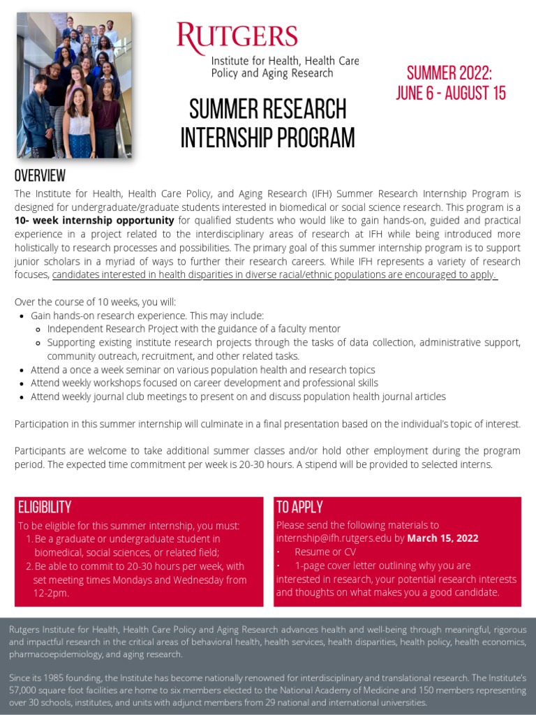 2022 Summer Research Internship Program | PDF | Internship | Job Hunting
