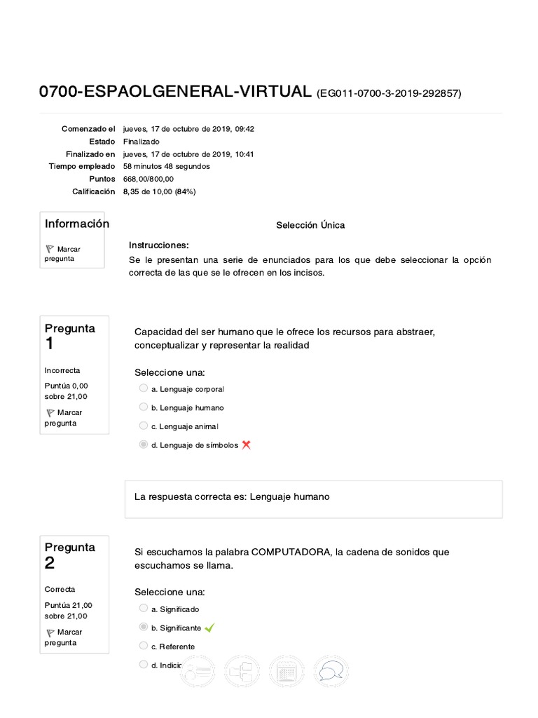 Examen 1 Español | PDF | Comunicación | Cognición