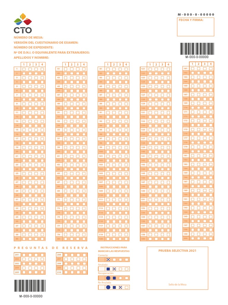 Plantilla de Examen MIR 2021 | PDF