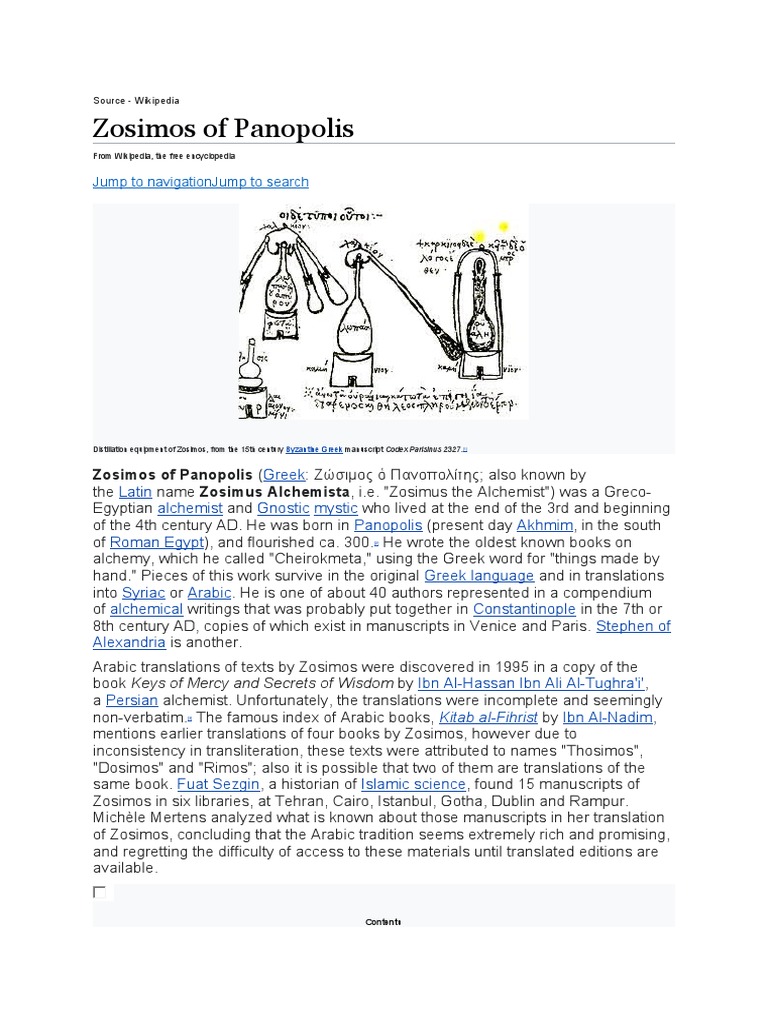 Zosimos of Panopolis: Jump To Navigation Jump To Search | PDF ...