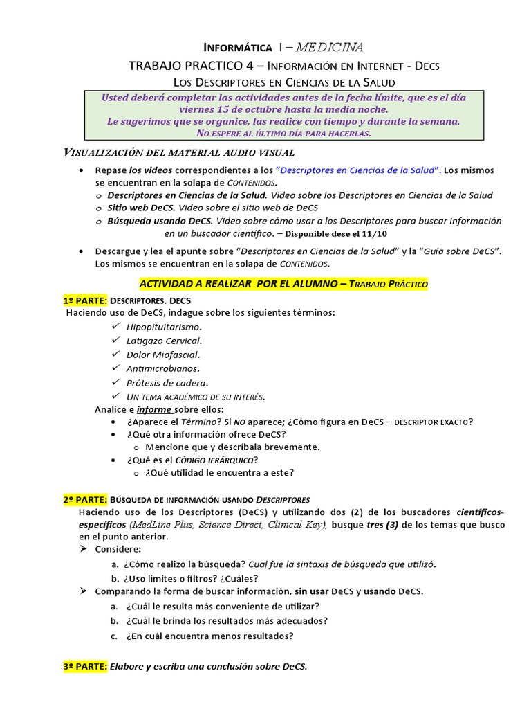 TRABAJO PRÁCTICO 4 - DeCS | PDF | Ciencias de la Información | Informática