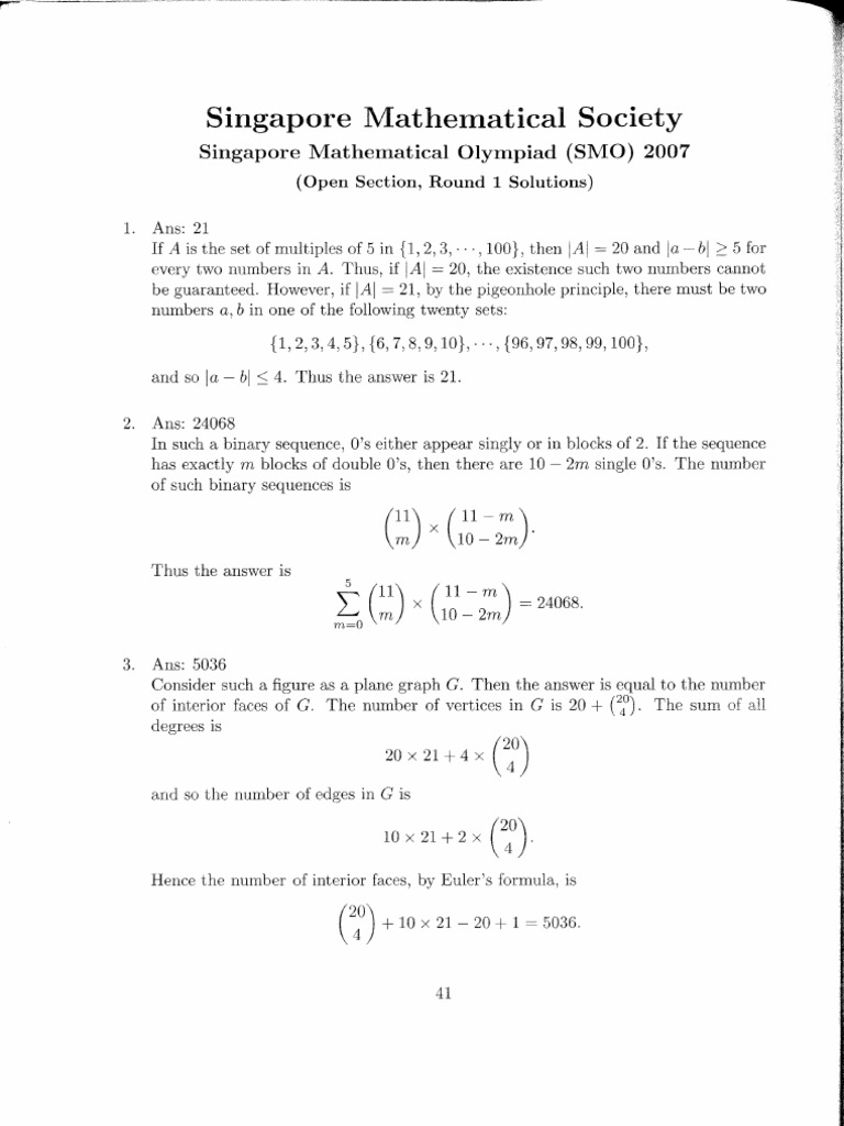 SMO 2007 Round 1 Solutions | PDF