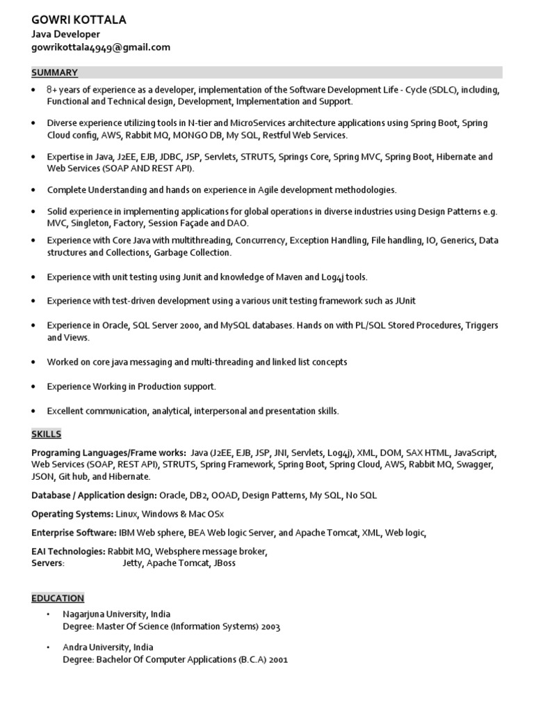 Gowri Resume | PDF | Spring Framework | Java (Programming Language) Gowri Resume | PDF | Spring Framework | Java (Programming Language)