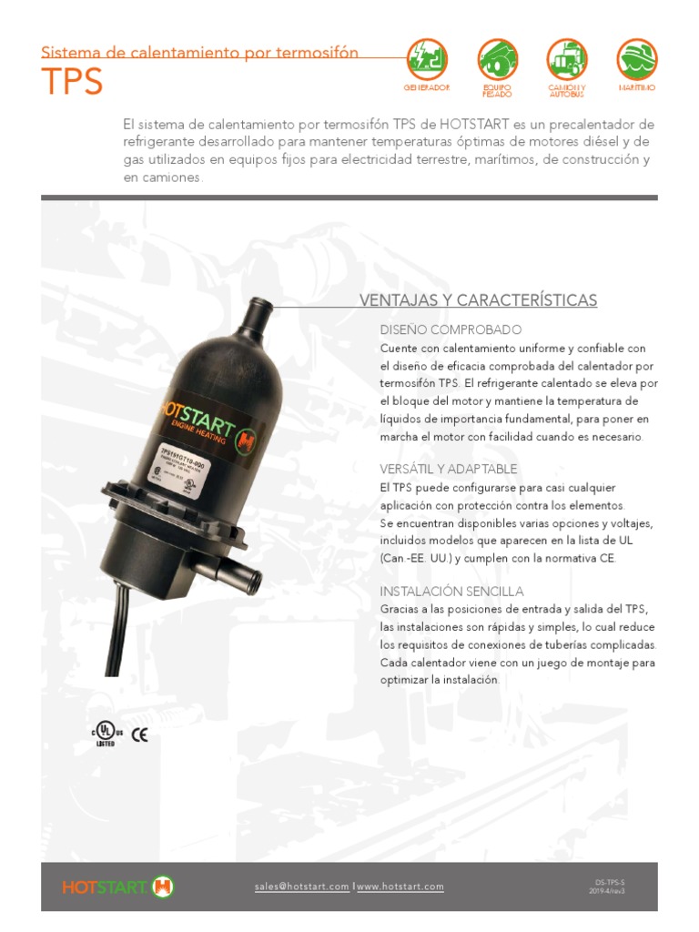 HOTSTART Data Sheet TPS Engine Heater ES | PDF | Camión | Bienes ...