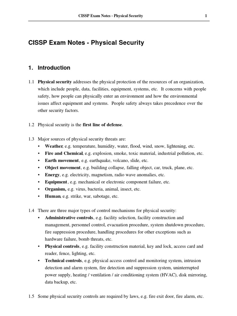 CISSP Exam Notes Physical Security v1.1 | PDF | Electromagnetic ... CISSP Exam Notes Physical Security v1.1 | PDF | Electromagnetic ...