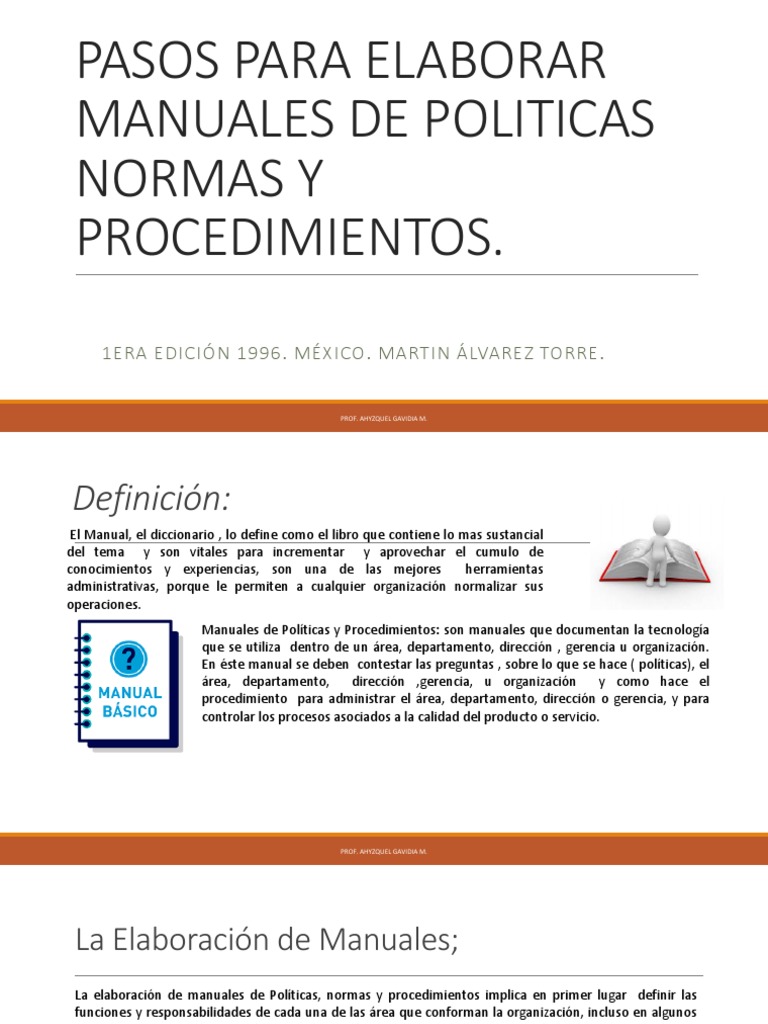 PASOS PARA ELABORAR MANUALES DE POLITICAS NORMAS Y. Nov 2021 | PDF ...