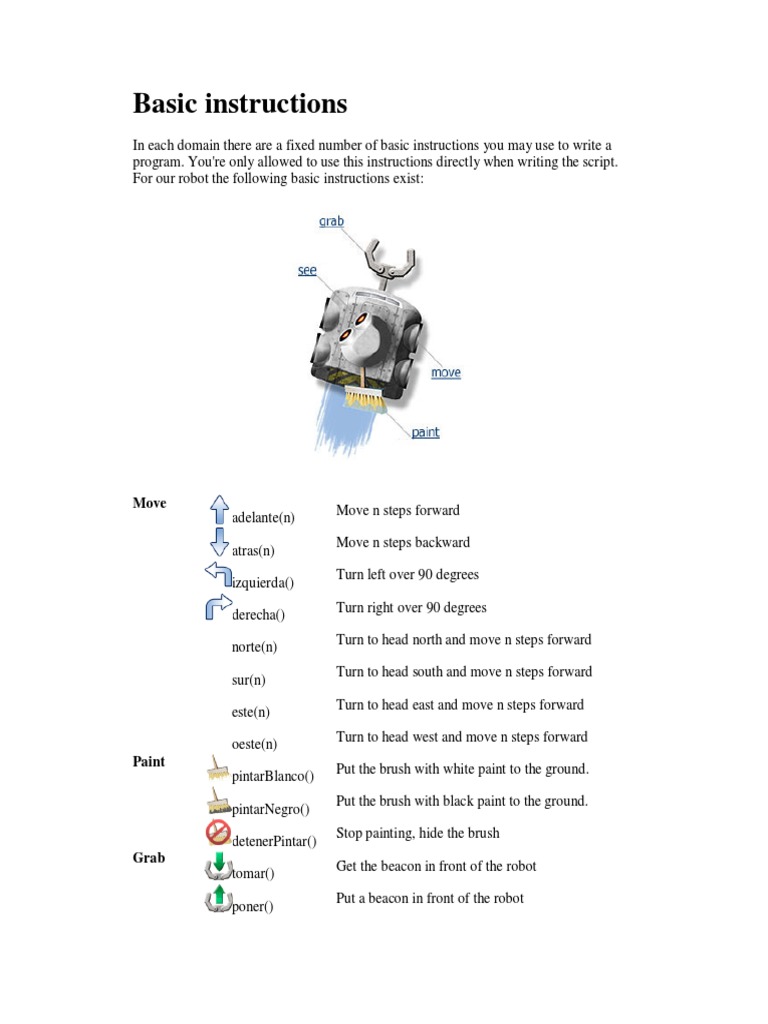 Instrucciones Basicas de Robomind | PDF | Parameter (Computer Programming) | Subroutine