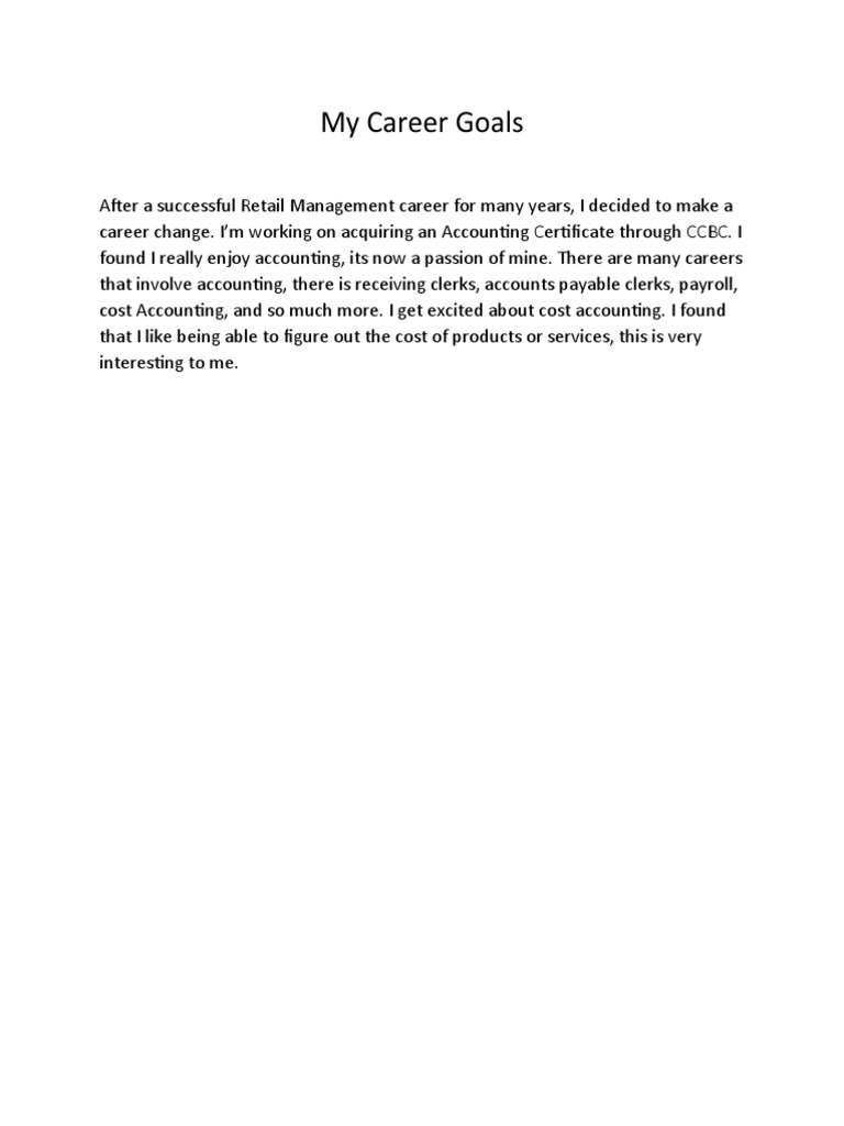 Career Goals | PDF | Career & Growth