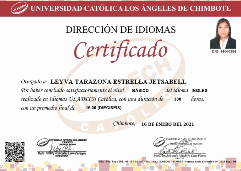 Certificado de Ingles | PDF
