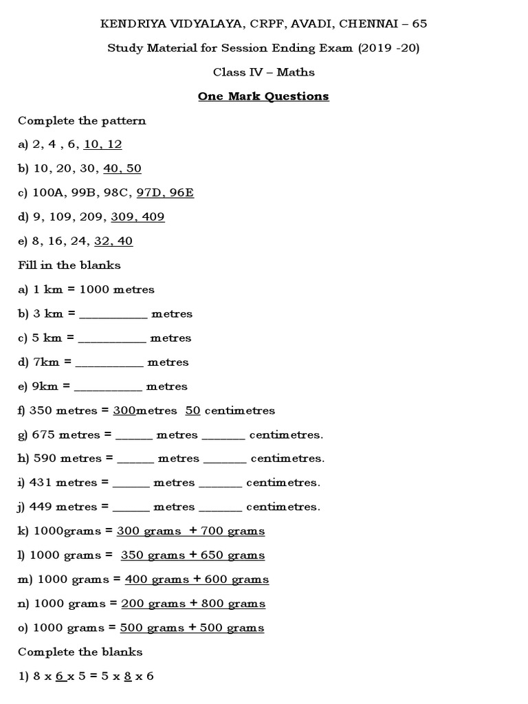 One Mark Questions | PDF