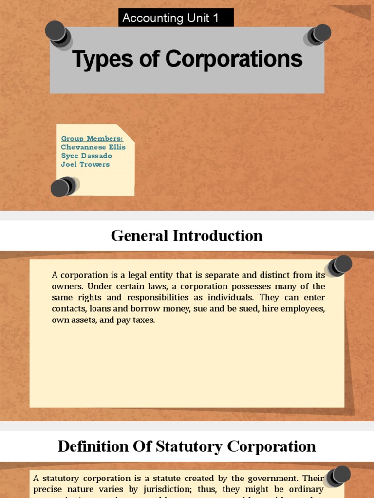 Types of Corporations: Accounting Unit 1 | PDF | Limited Company ...