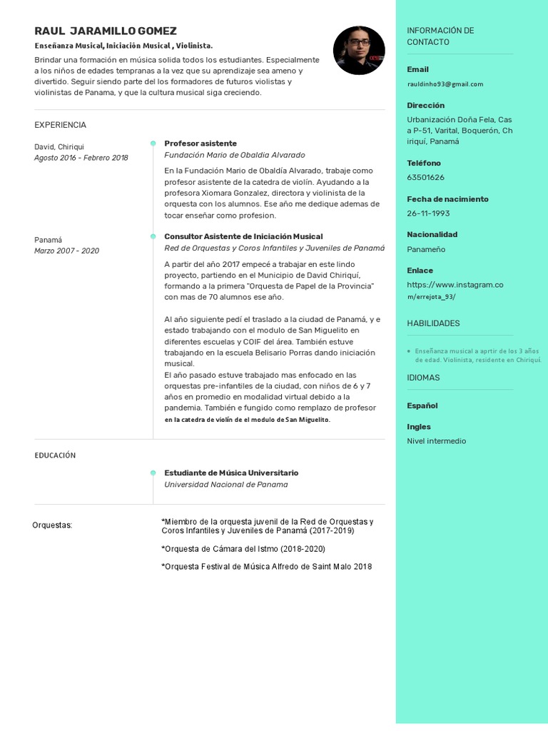 Currículum Raul Jaramillo Feb 2022 | PDF | Panamá | Maestros