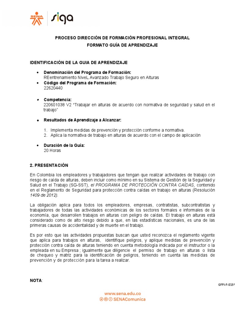 Gfpi-F-019 Guia de Aprendizaje Tsa Reentrenamiento | PDF | Evaluación