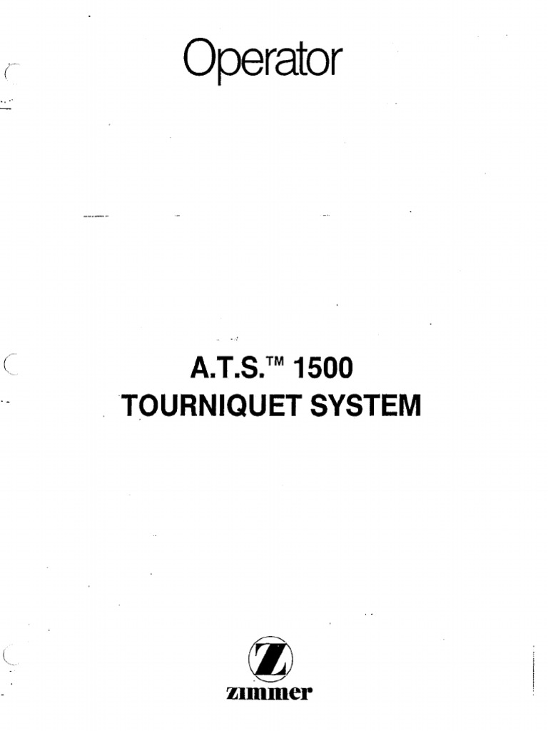 Zimmer Ats 1500 Operation Manual | PDF