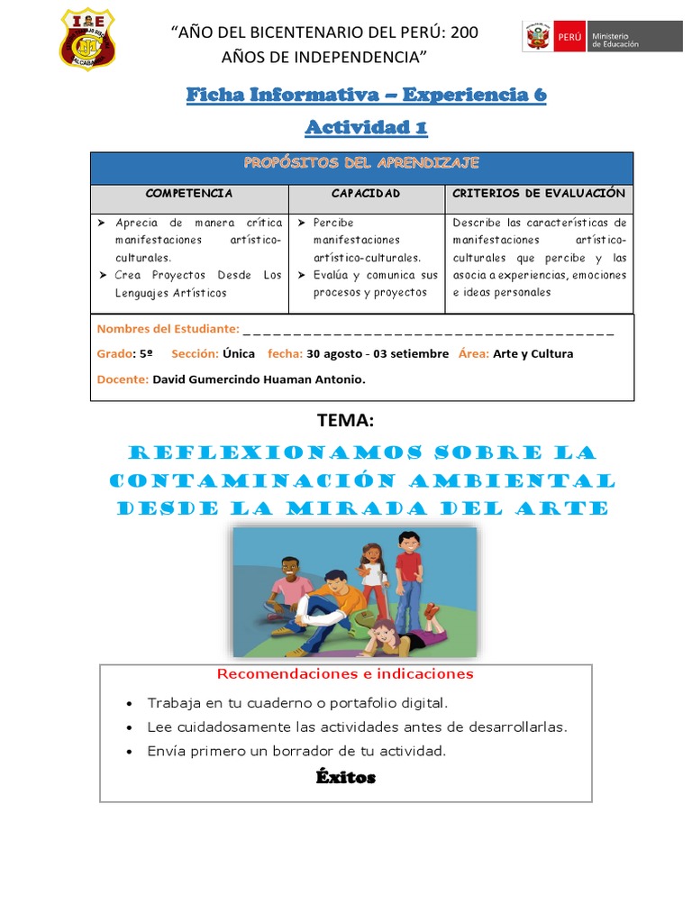 FIcha Informativa ARTE - Actividad 1 | PDF