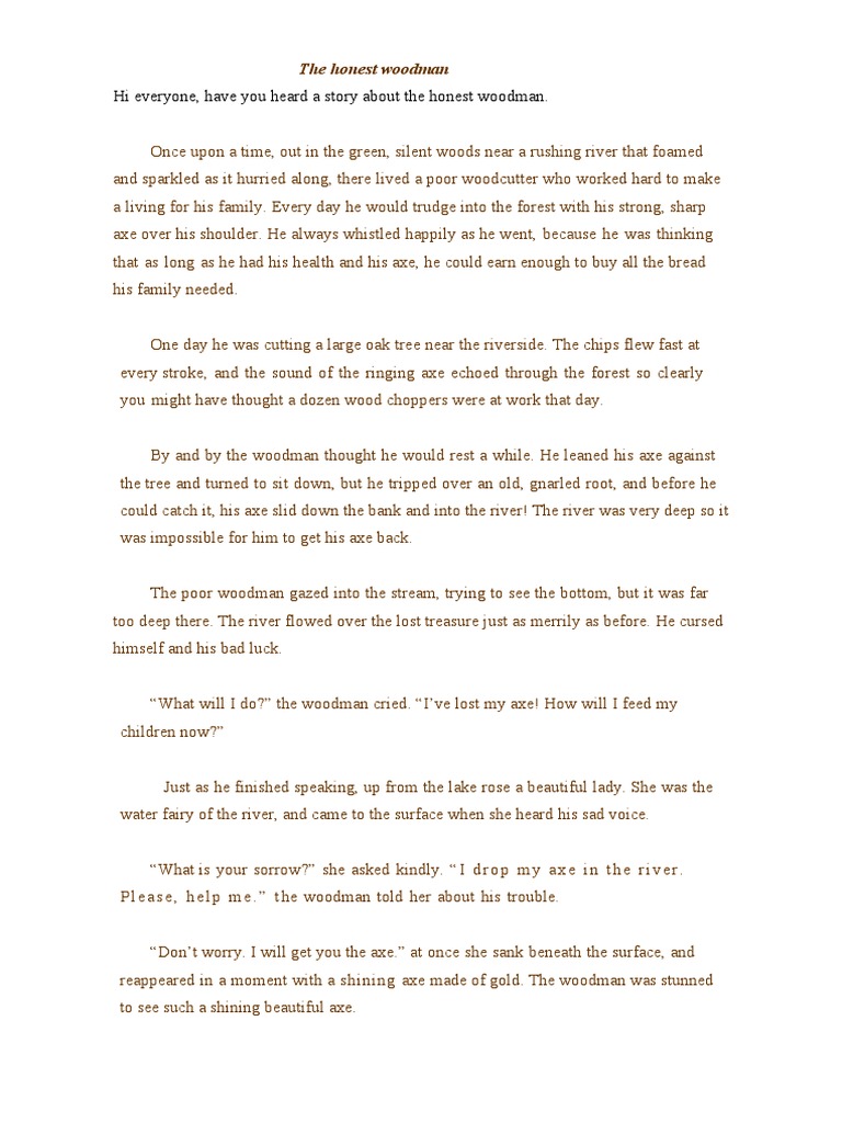 Hi Everyone, Have You Heard A Story About The Honest Woodman | PDF