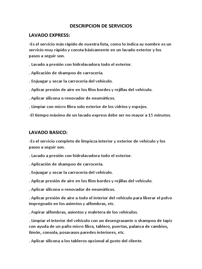Descripcion de Servicios Aldo | PDF | Lentes | Vehículos terrestres