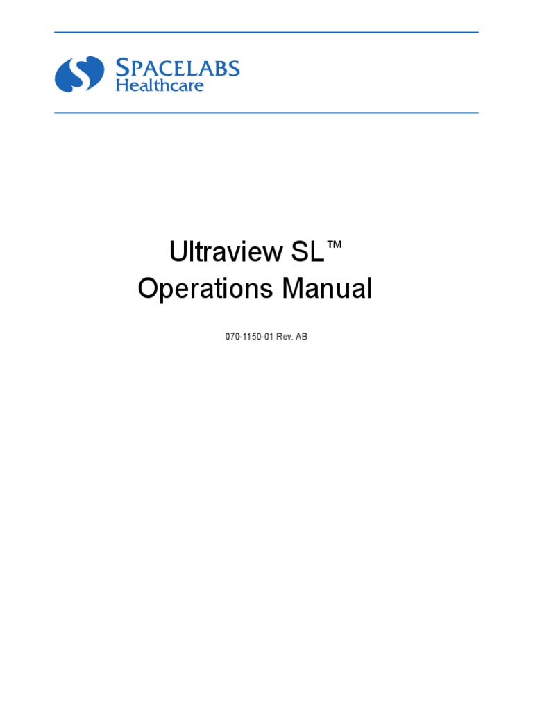 Spacelabs Ultraview SL Patient Monitor - User Manual | PDF | Blood ...