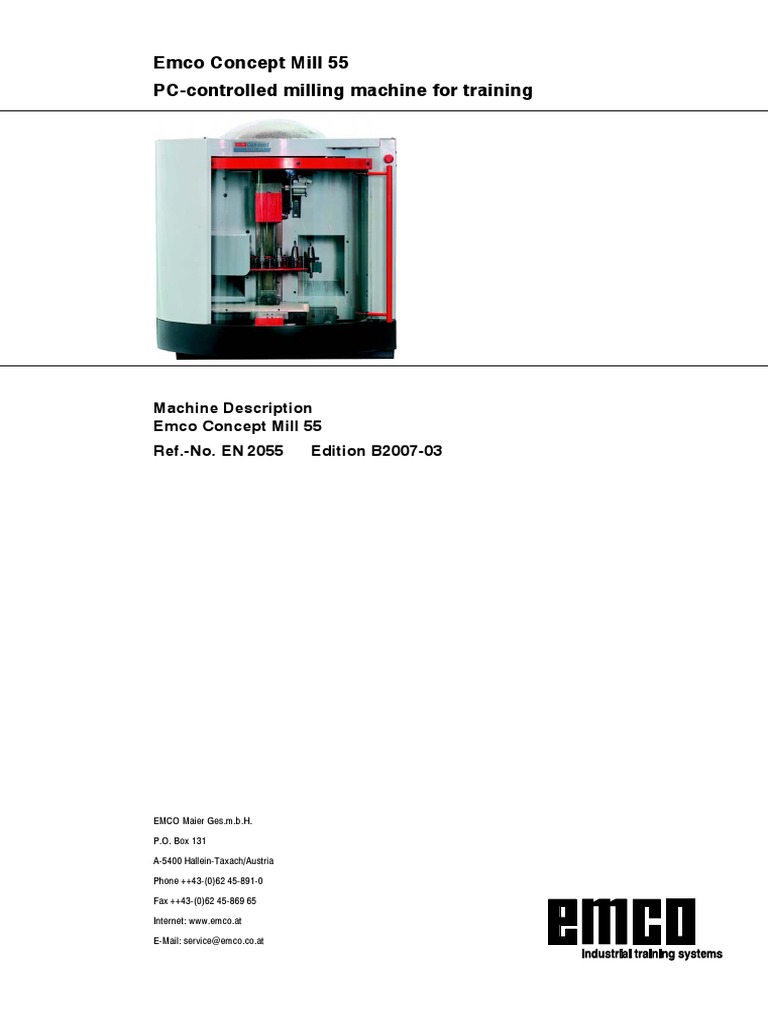 Emco Concept Mill 55 PC-controlled Milling Machine For Training | PDF ...