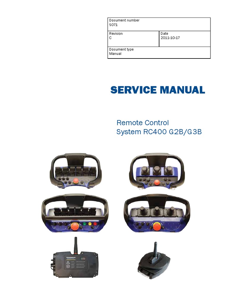 Service Manual: Remote Control System RC400 G2B/G3B | Download Free PDF | Crane (Machine ...
