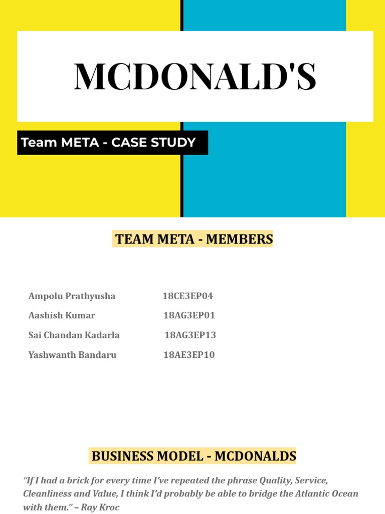 Mcdonald'S: Team Meta - Case Study | PDF | Mc Donald's | Business Process