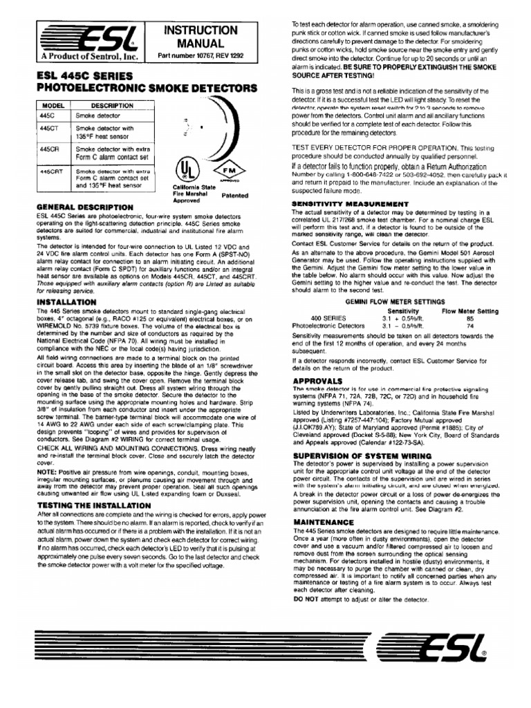 ESL 445C Series - Install Instructions - 1993 | PDF