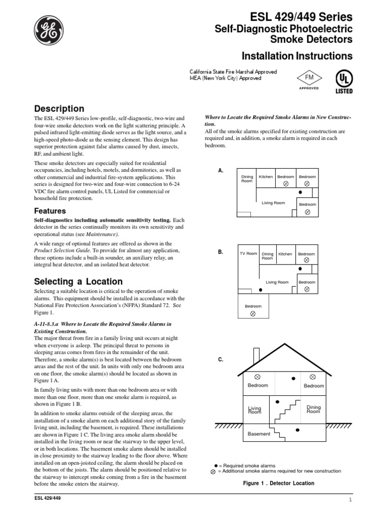 ESL-429 & 449 Smoke Detectors | PDF | Relay | Detector (Radio)