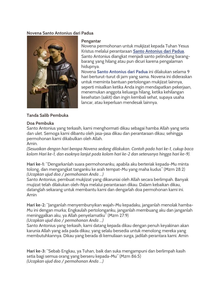 Novena Santo Antonius Dari Padua | PDF