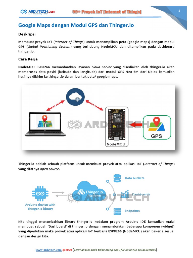 Google Maps Dengan Modul GPS Dan Thinger - Io | PDF