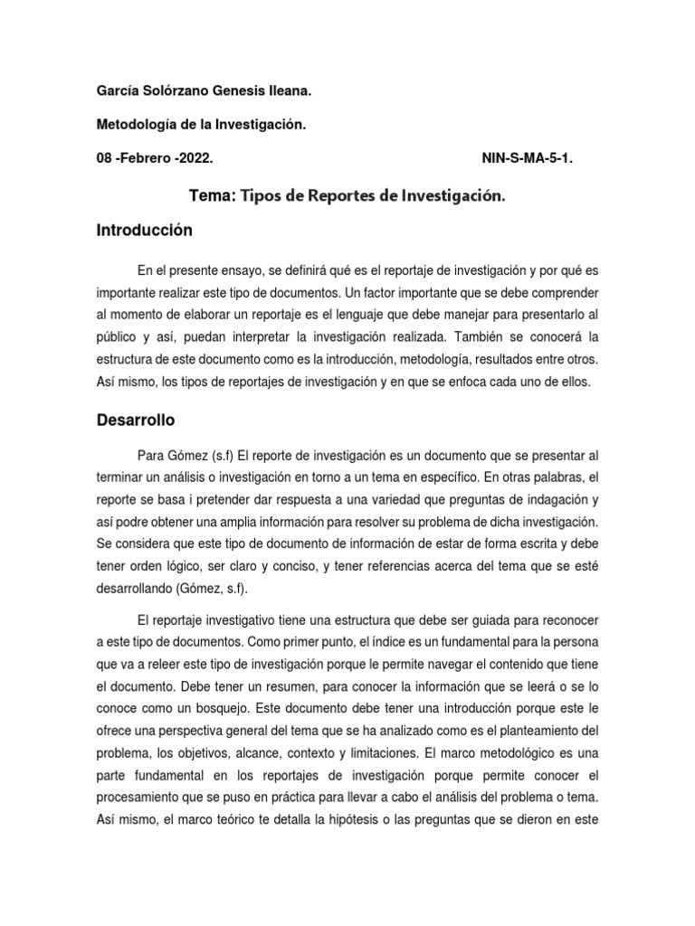 Guía de Reportes de Investigación | PDF | Información | Método científico
