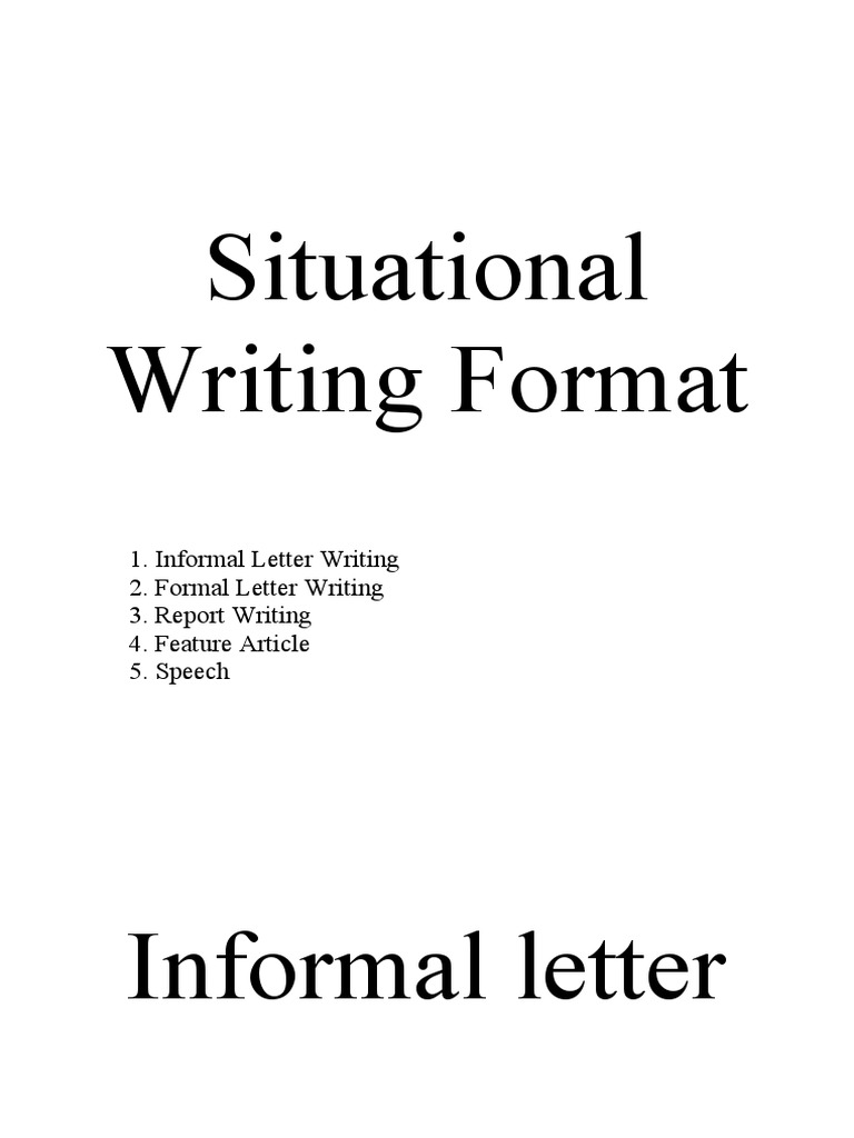Situational Writing Format | PDF | Madam | Communication