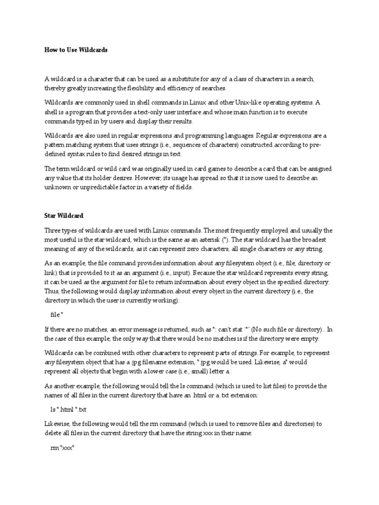 11 Wildcards | PDF | Computer File | Filename