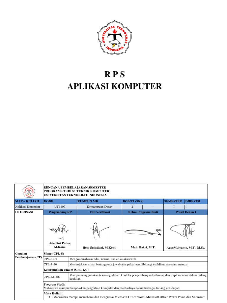 Aplikasi Komputer RPS | PDF