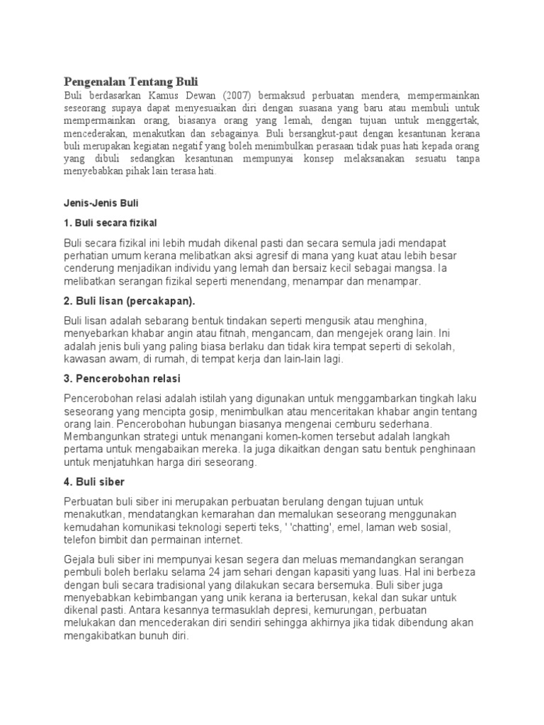 Pengenalan Tentang Buli | PDF