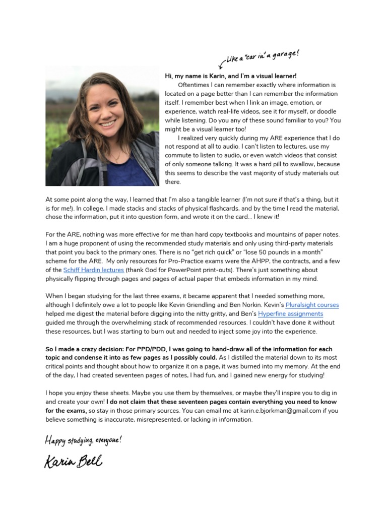 Karin's PPD & PDD Summary Sheets - V2.0 | PDF