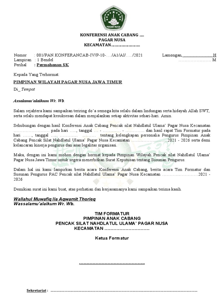 Draf Pengajuan SK Pac Donorojo | PDF