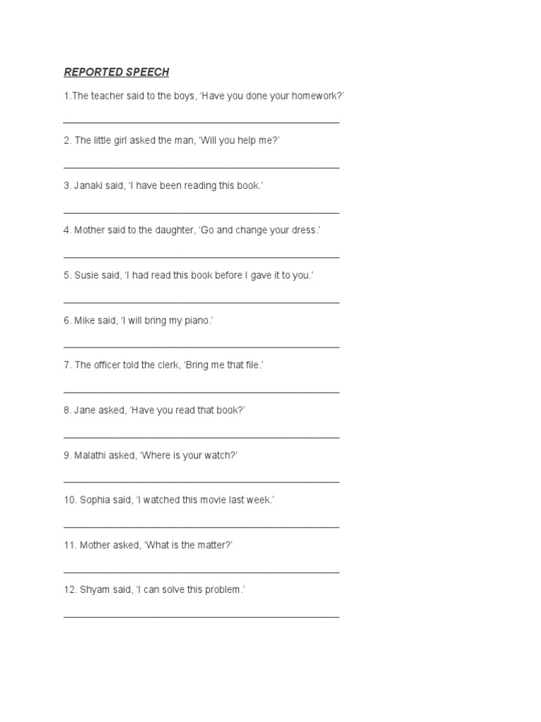 Reported Speech Form 3 | PDF