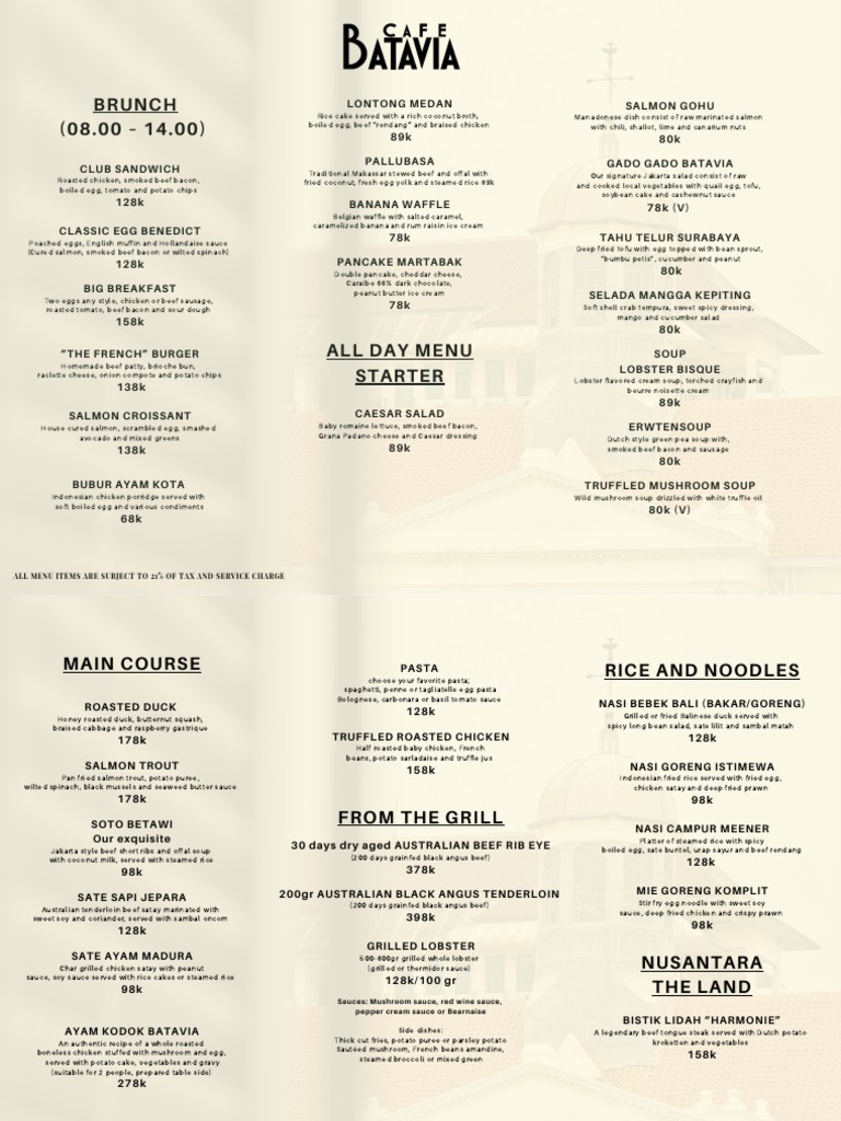 A La Carte Menu Cafe Batavia | PDF | Indonesian Cuisine | Foods